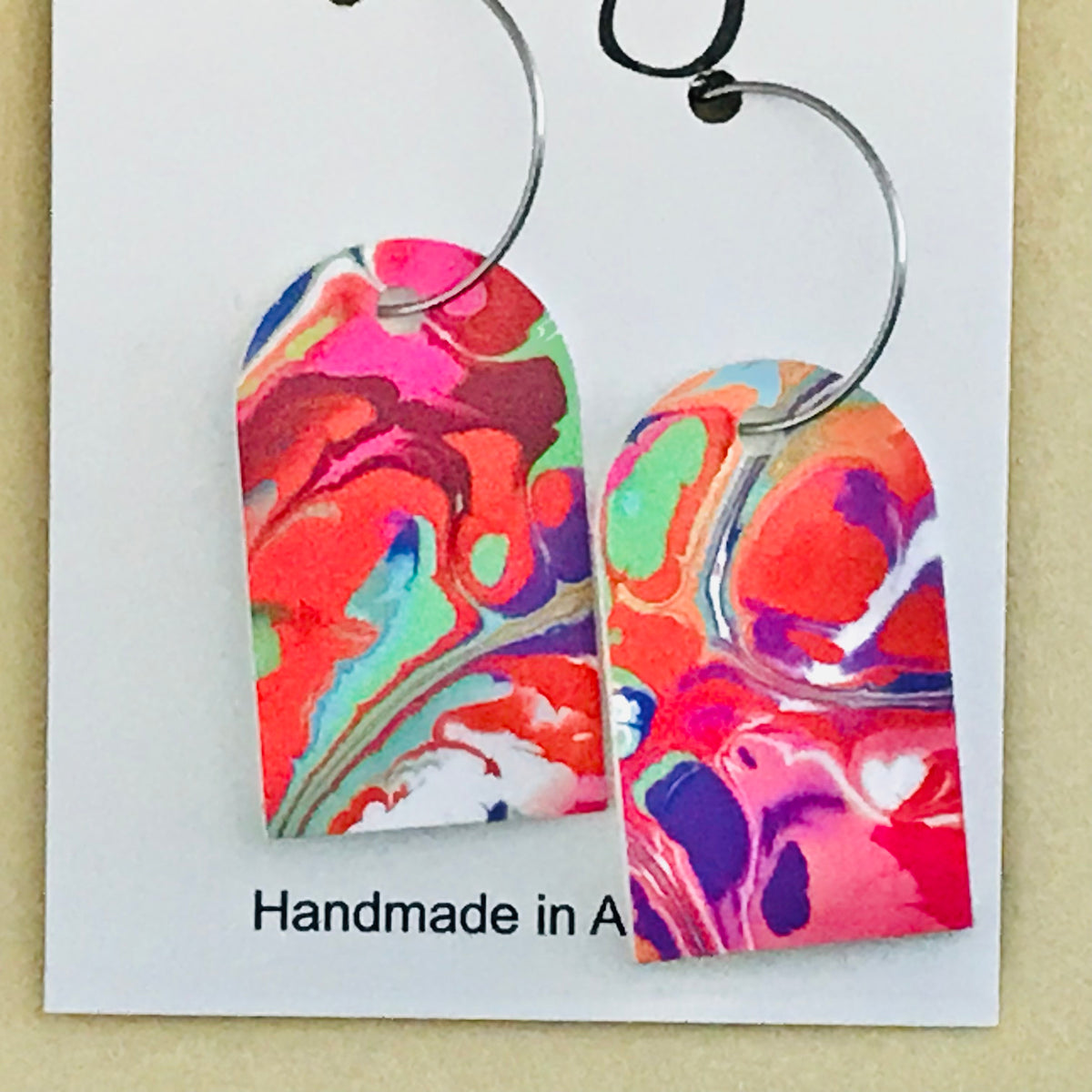 Paint Swirl Arcylic Arch Statement Earrings – Far Fetched Designs